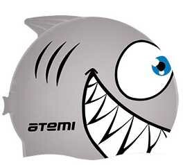 Шапочка для плавания атеми, силикон Atemi (дет.), рыбка-, серебро, Fc203