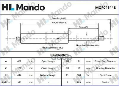 Амортизатор двери багажника HYUNDAI SANTA FE (CM) (2005>) Mando арт. MOP045448