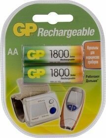 Аккумуляторная батарейка GP AA 1800mAh 180AAHC-2DECRC2, упаковка 2 шт.