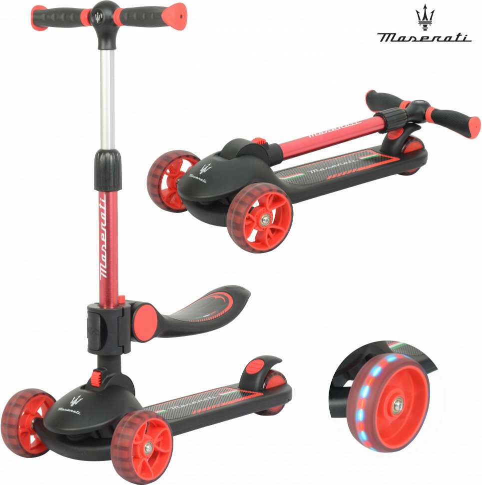 Трехколесный беговел-самокат Maserati с сиденьем - CLB-0140-BLACK