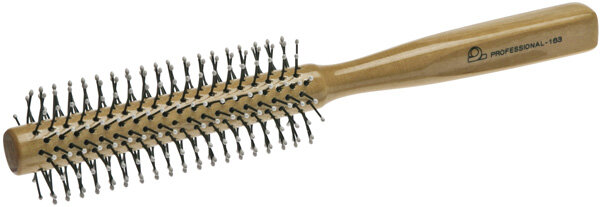 Брашинг для укладки волос Eurostil, арт.00163, внутр. диаметр- 1.5 см, дерево+ нейлон