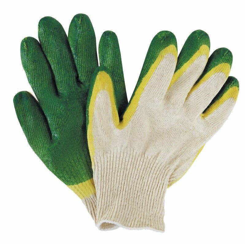 Перчатки хлопчатобумажные, износостойкие двойной латексный облив, 13 класс, комплект 5 ПАР, LAIMA люкс, 605349