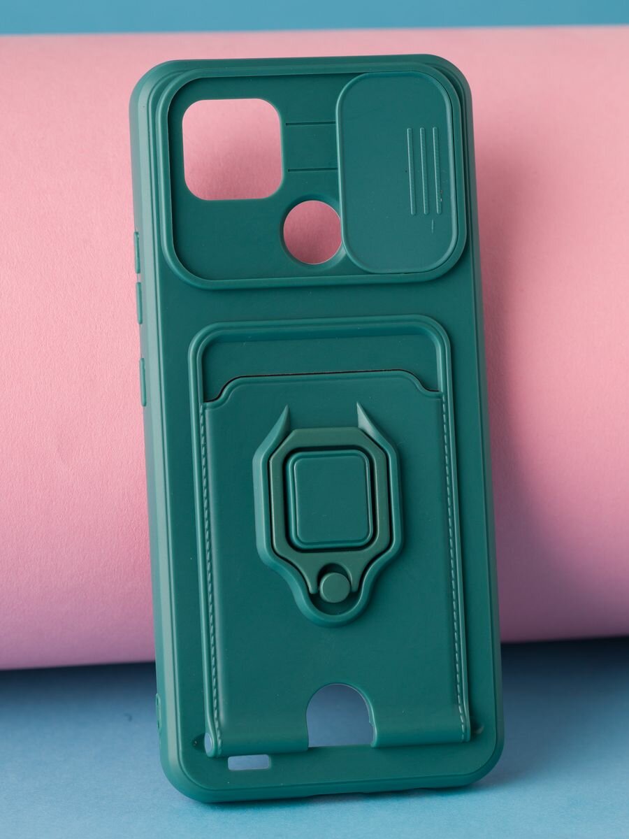 Чехол на Samsung Galaxy S23 FE с кольцом держателем, зеленый