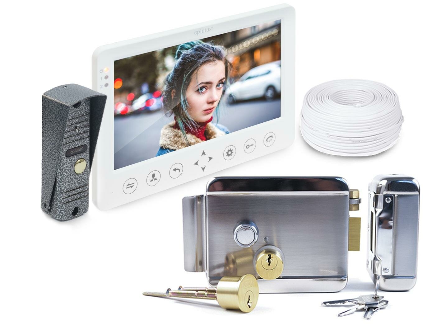 Комплект домофон и электромеханический замок EP-4815 (L22095KO) с записью и Anxing Lock-AX042 - домофон замок на калитку