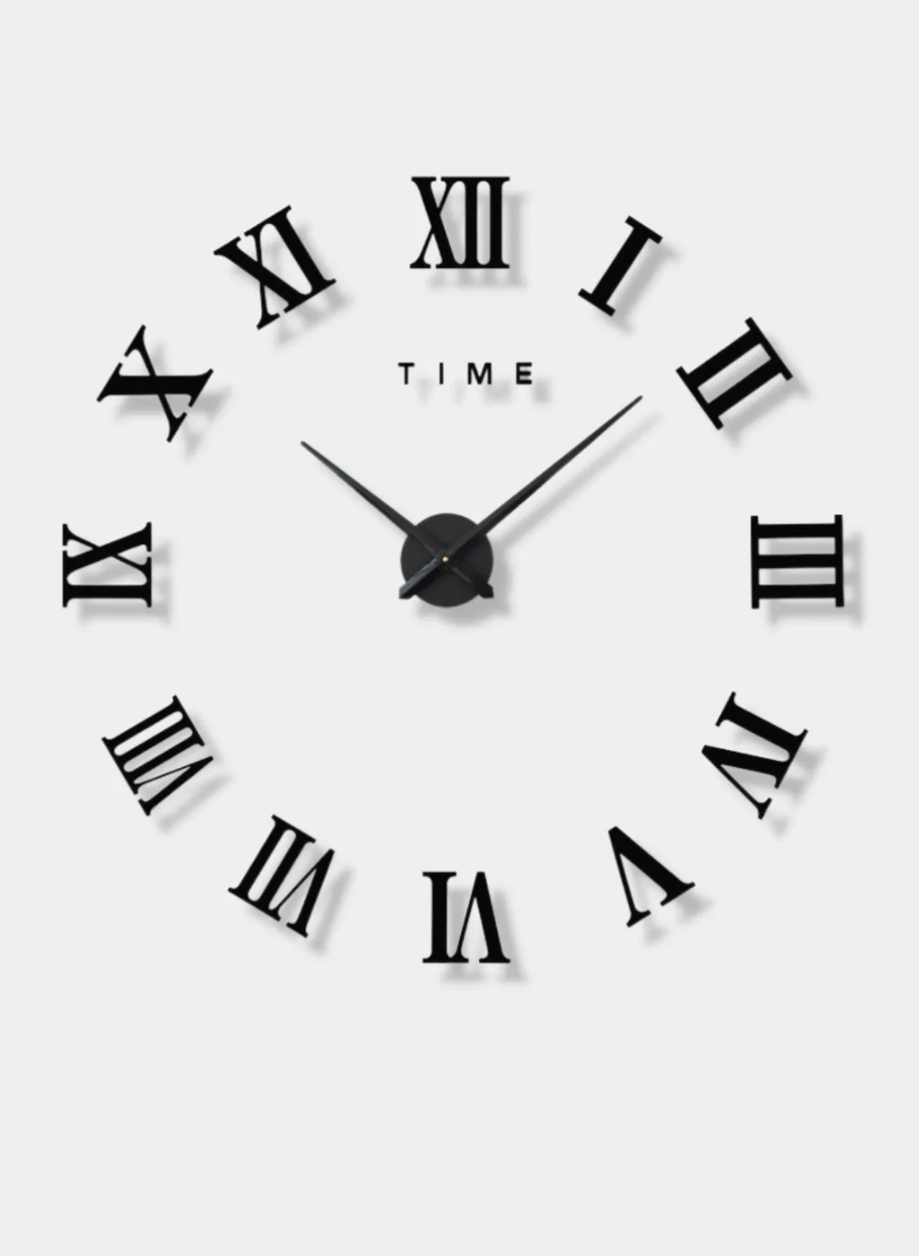 Часы настенные 3D интерьерные бесшумные самоклеящиеся (100-120 см - Диаметр). Цвет: черный