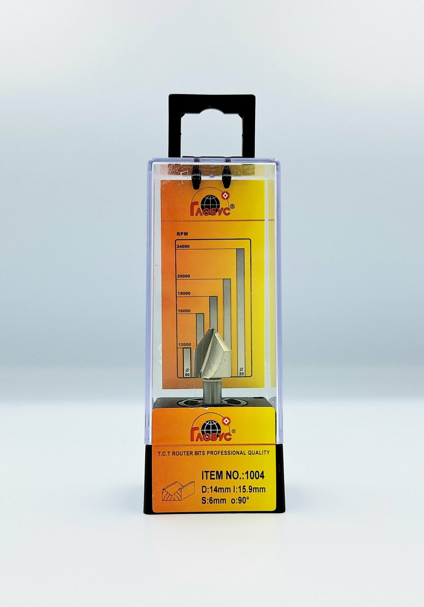 Фреза Globus 1004 D14, хвостовик 6 мм, 90 градусов, пазовая V-образная галтельная