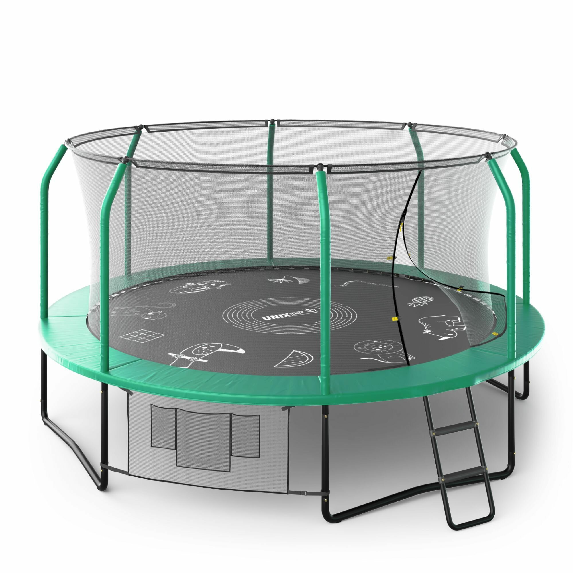 Батут UNIX line SUPREME GAME 14 ft (green) с мелками