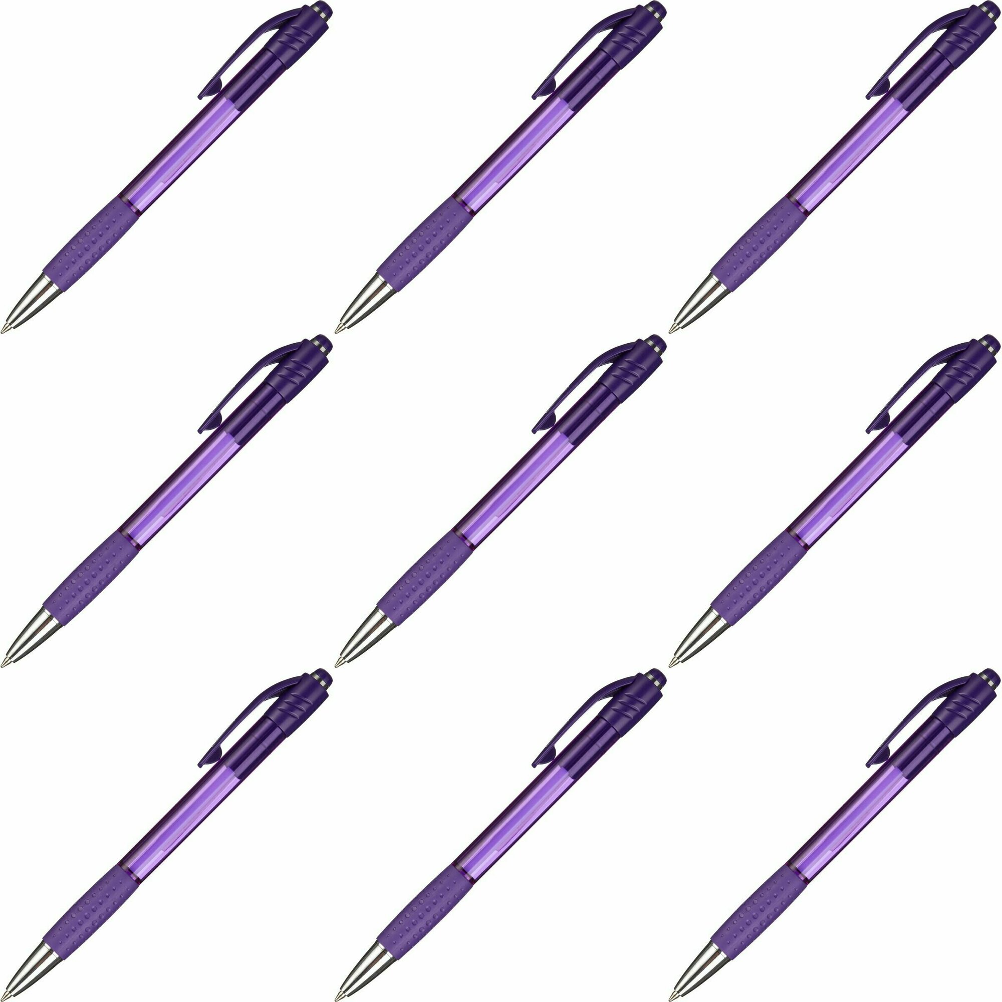 Attache Ручка шариковая автоматическая Happy, фиолетовый корпус, синий, 9 шт