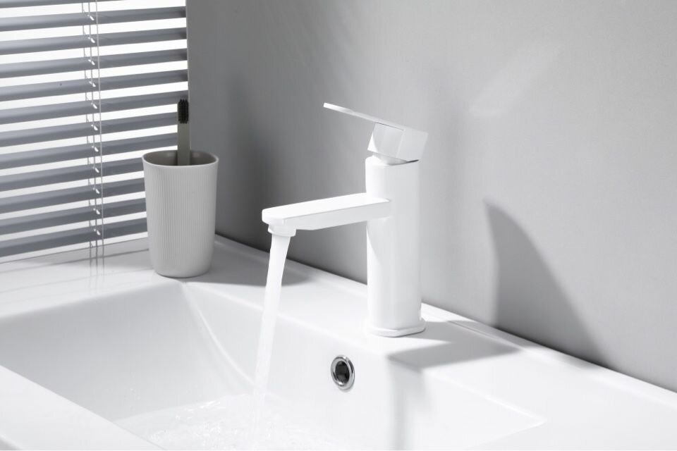 10304-F Смеситель. одно рычажный. из нерж. для рак. (Белый) HANSEN