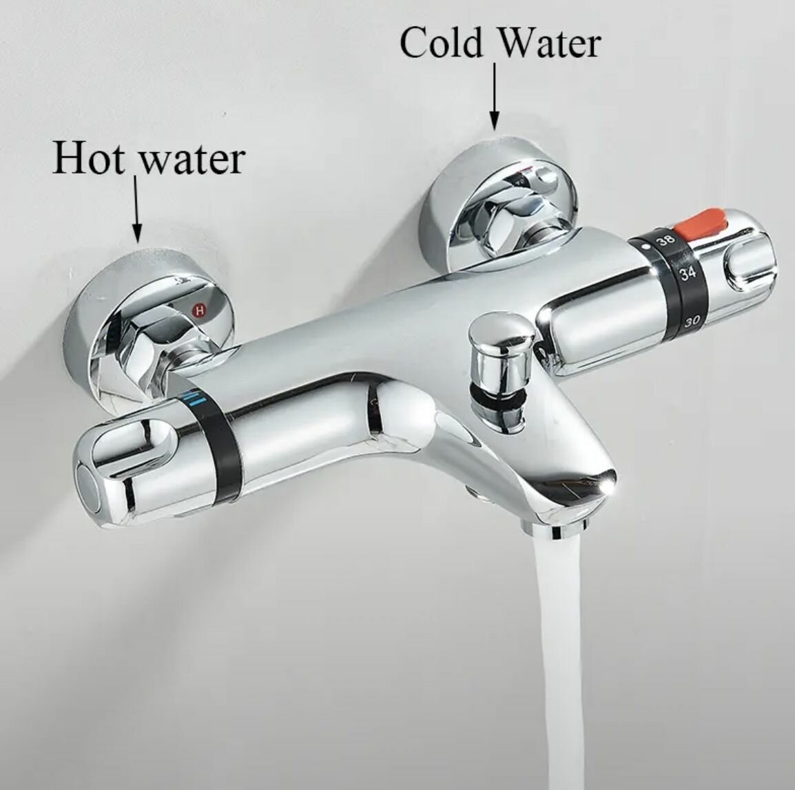 Смеситель для ванны, с термостатом хром