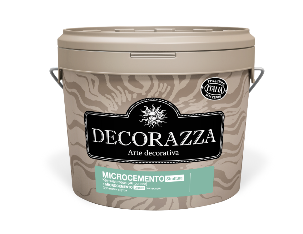 Декоративная Штукатурка Decorazza 7.2кг MC 10-28 Microcemento Struttura + Legante с Эффектом Бетона, Крупная Фракция.