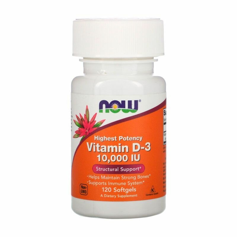 Витамины Д3 NOW Vitamin D3 10000 IU, 120 таблеток