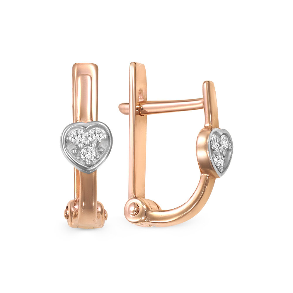 Серьги, красное золото, 585 проба, родирование, фианит