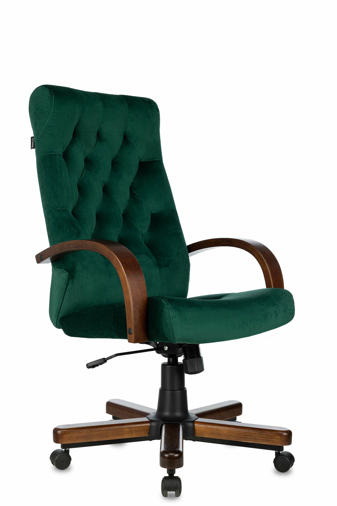 Кресло компьютерное руководителя Бюрократ T-9928WALNUT/FABR/GN зеленый, ткань, крестовина металл/дерево