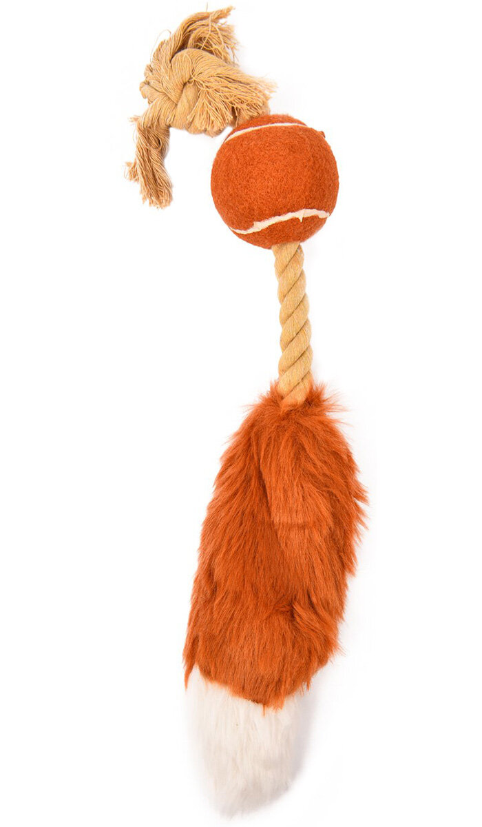 Игрушка для собак GiGwi Catch & Fetch мячик с лисьим хвостом и пищалкой 40 см (1 шт)