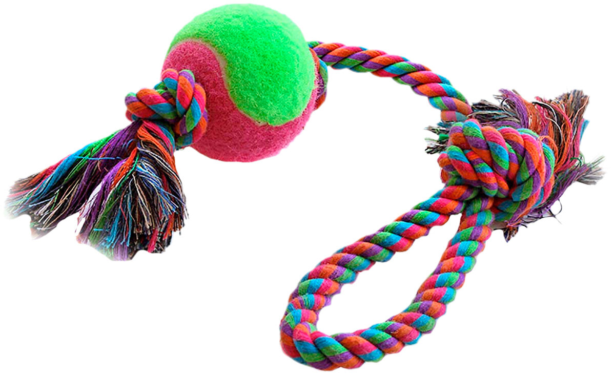 TRIOL игрушка для собак «Веревка цветная с мячом», 43 см (1 шт)