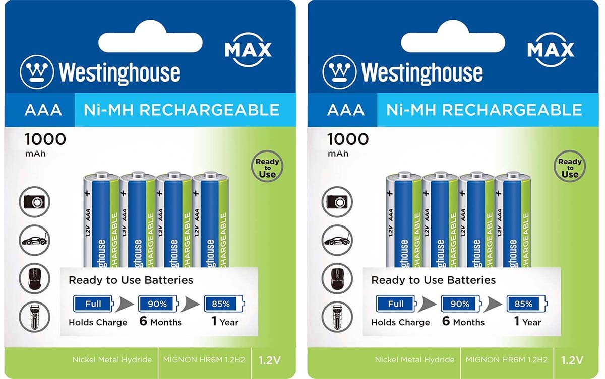 Аккумуляторы Westinghouse 1000 mAh R03/AAA комплект из 8 элементов