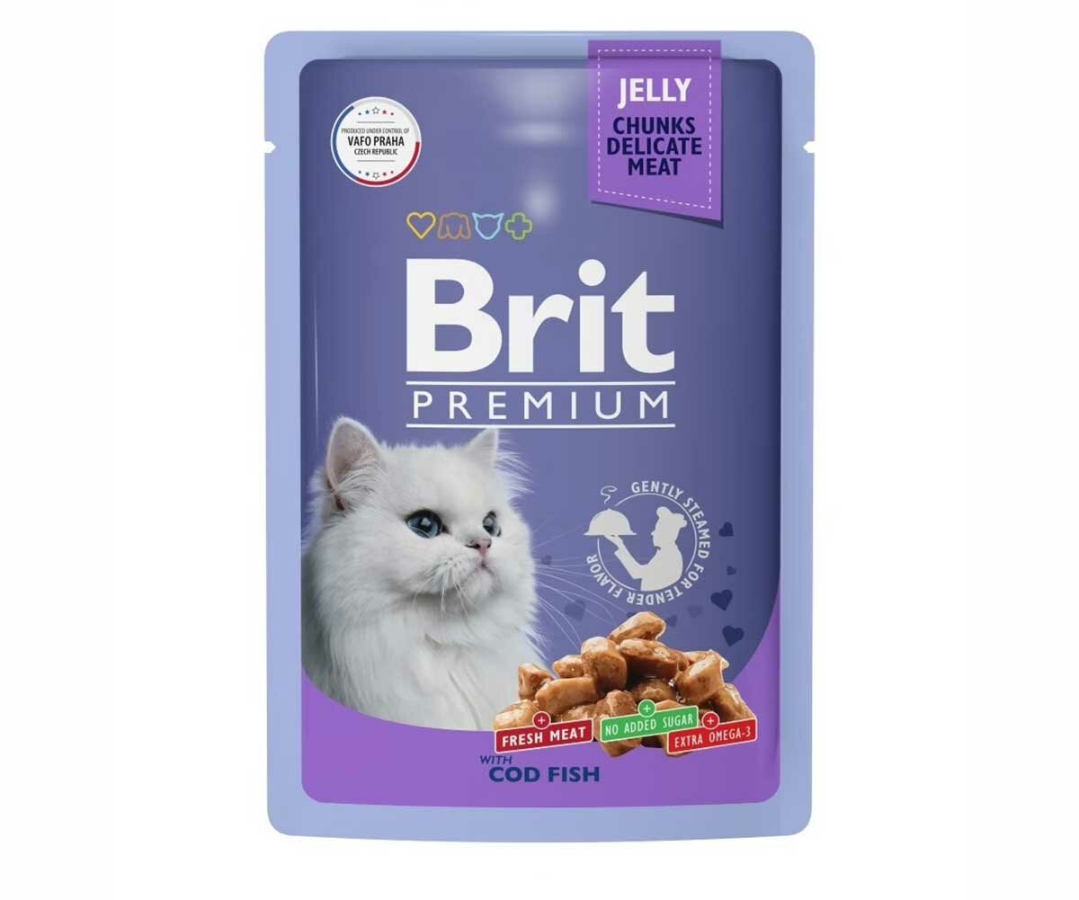 Влажный корм Brit для кошек треска в желе