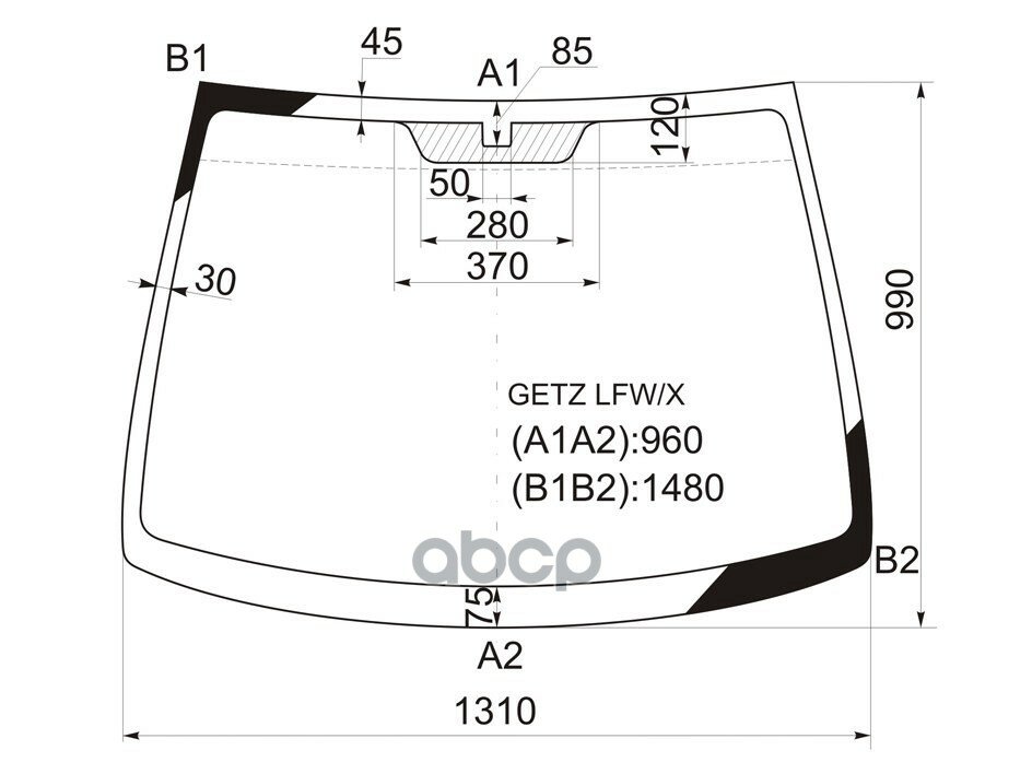 Стекло лобовое Hyundai Click 02-11 / Getz 02-11 XYG арт. GETZ LFW/X