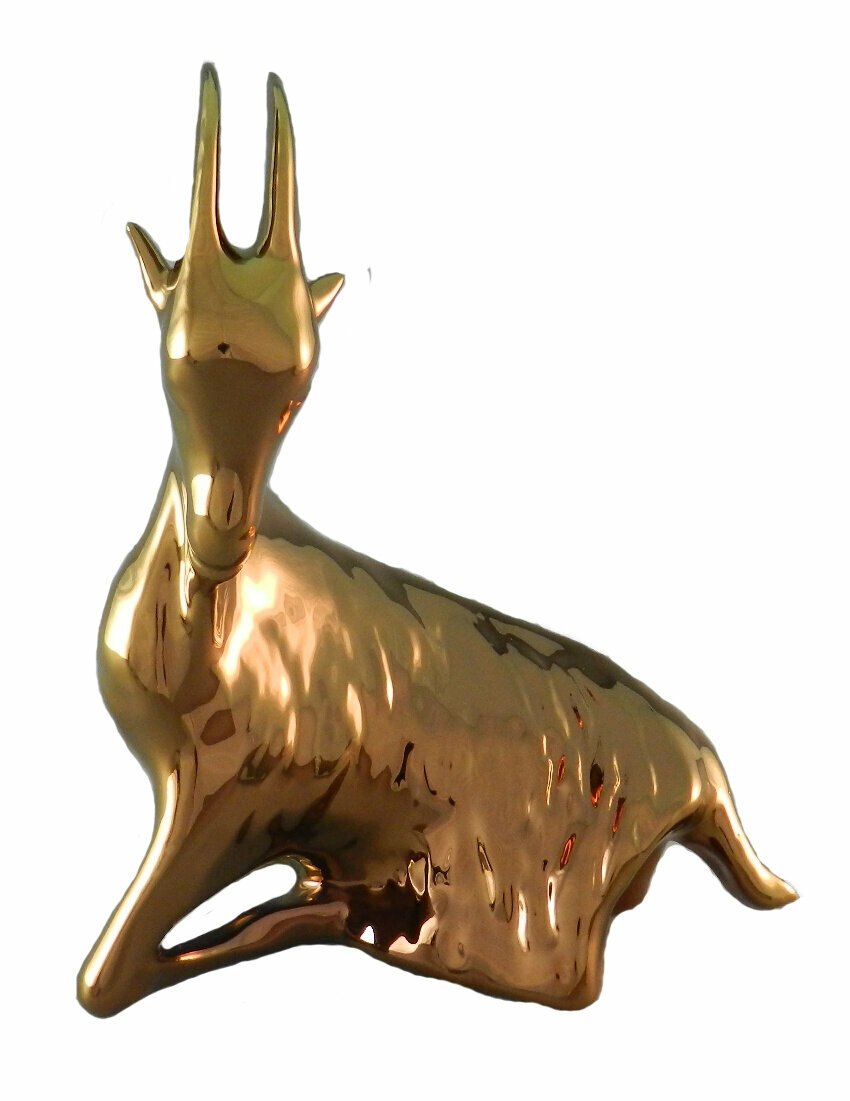 Фарфоровая фигурка Козел, бронза