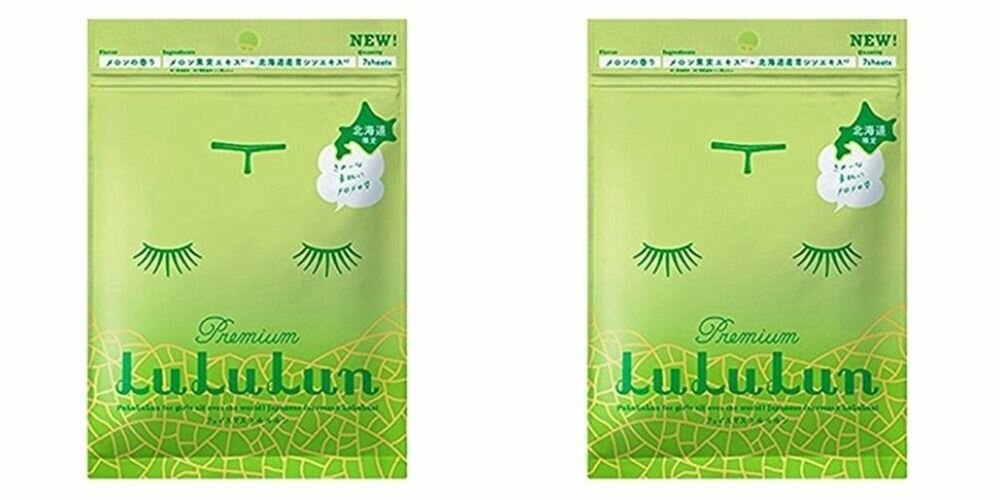 LuLuLun Маска для лица увлажняющаяи повышающая упругость Дыня с Хоккайдо Premium Face Mask Melon, 7 шт, 130 г, 2 уп