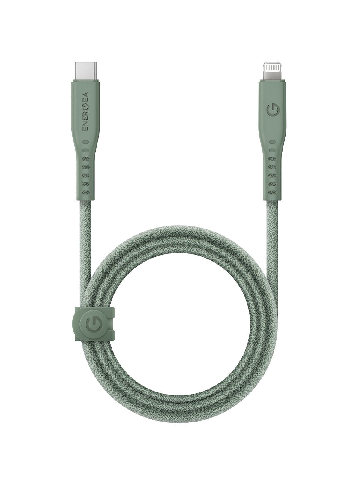 EnergEA Кабель FLOW USB-C to Lightning MFI C94 PD60W 3A Nanoweave Magnetic tie Green 1.5m