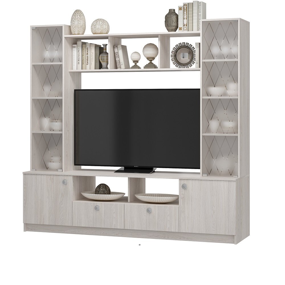 Секция центральная BTS Зарина ЦС-01 Ясень белый Размеры: Высота 1910мм Глубина 534мм Ширина 2002мм