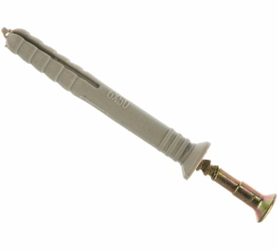 Дюбель-гвоздь ЗУБР полипропиленовый потайный бортик 6 x 50 мм 1600 шт. 4-301340-06-050