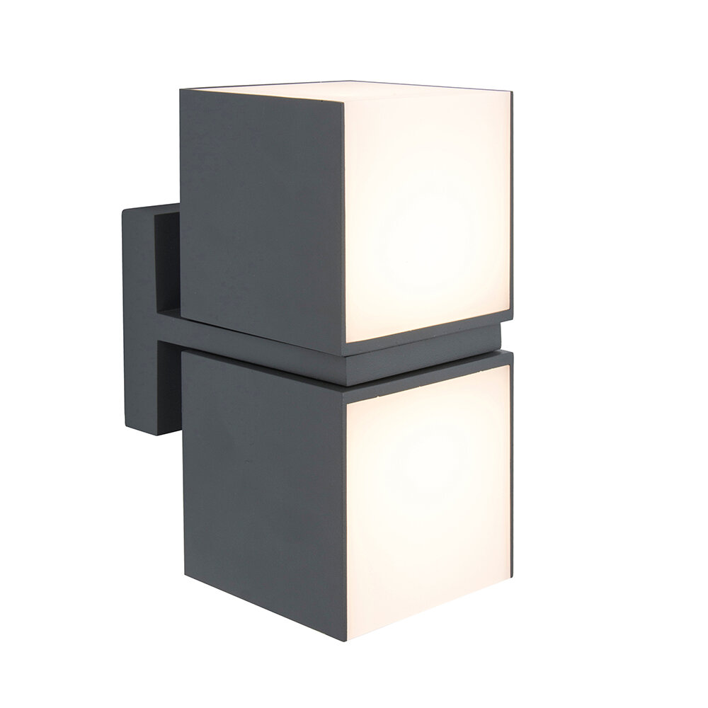 Светильник уличный настенный LUTEC Куба 2х12,2 Вт серый