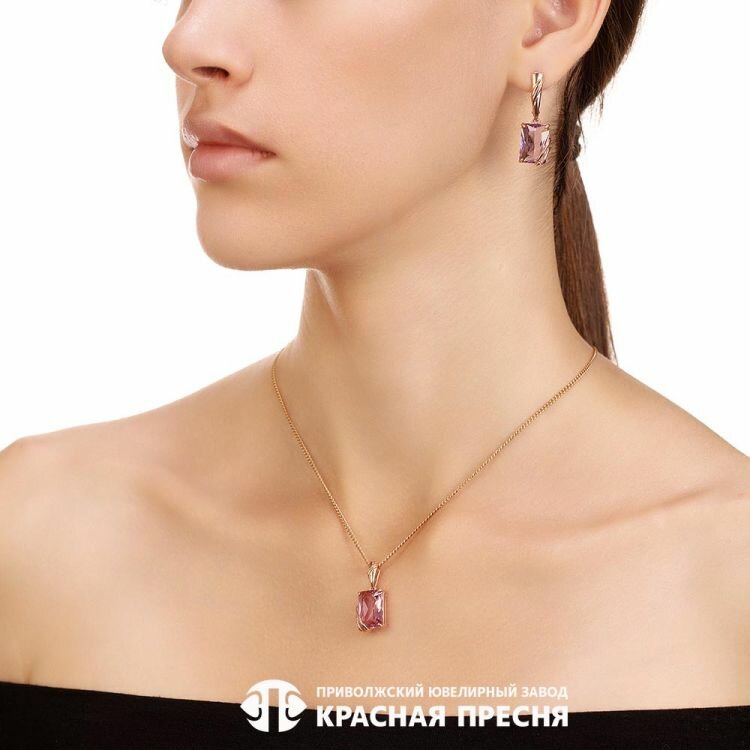 Серьги, серебро, 925 проба, золочение, стекло
