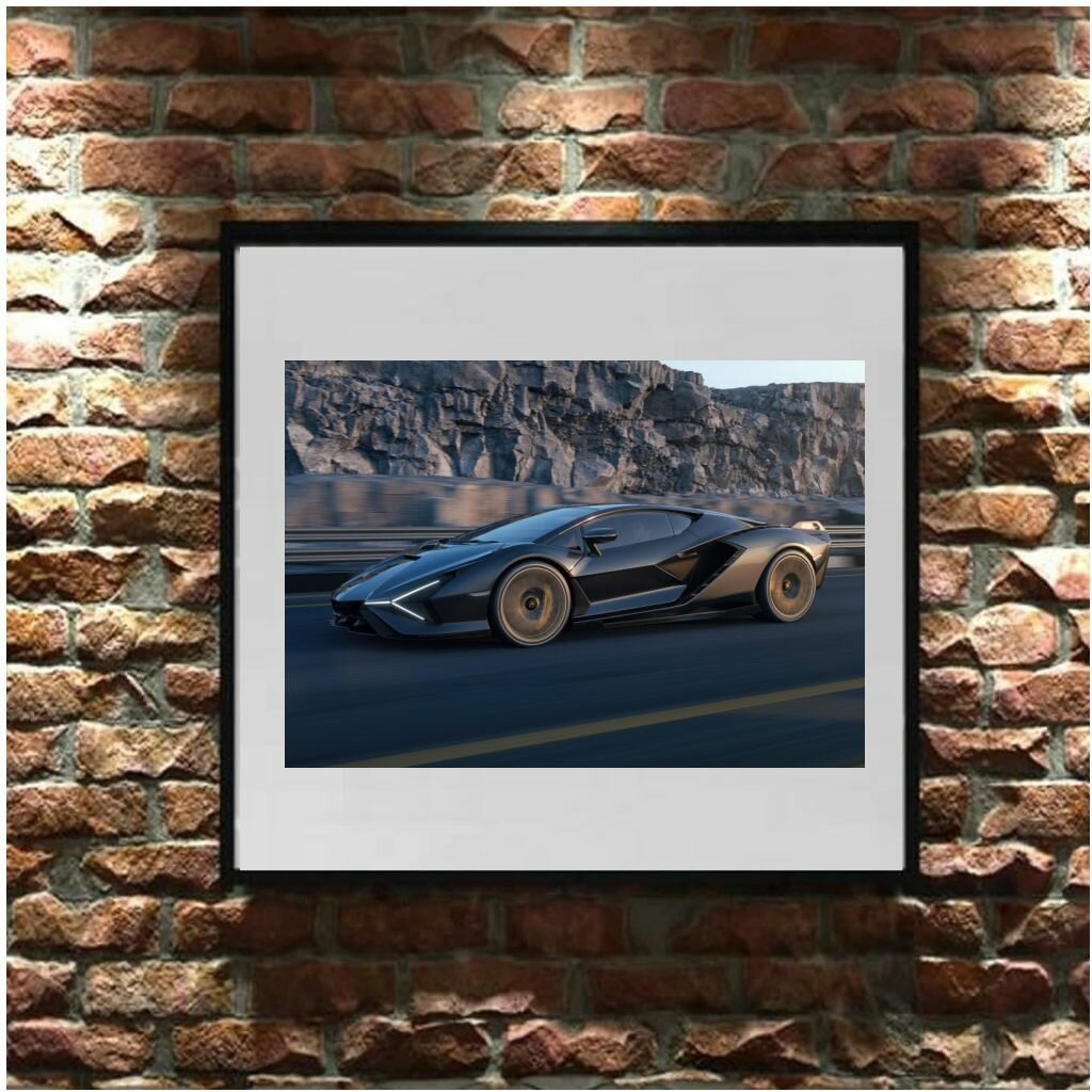 Плакат "black lamborghini" от Cool Eshe из коллекции "Автомобили", плакат А4 (29,7 х 21 см) для интерьера