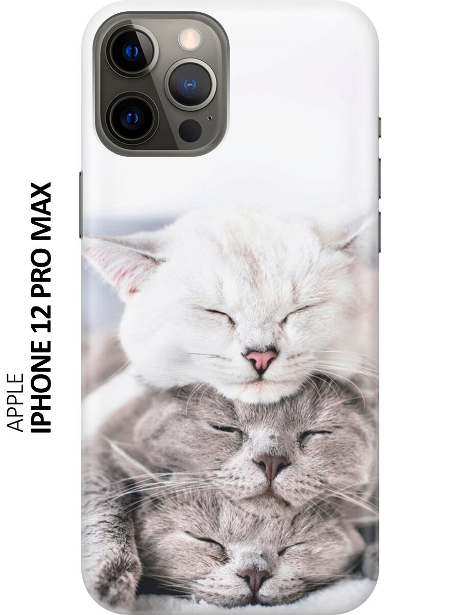 Силиконовый чехол на Apple iPhone 12 Pro Max / Эпл Айфон 12 Про Макс с рисунком "Три кота"