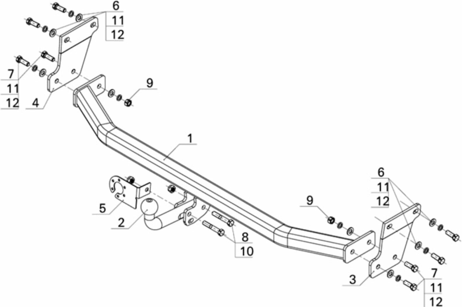 Фаркоп на KIA RIO III (2011-2017) (без электрики, паспорт/сертификат в комплекте) Автос. KI 29
