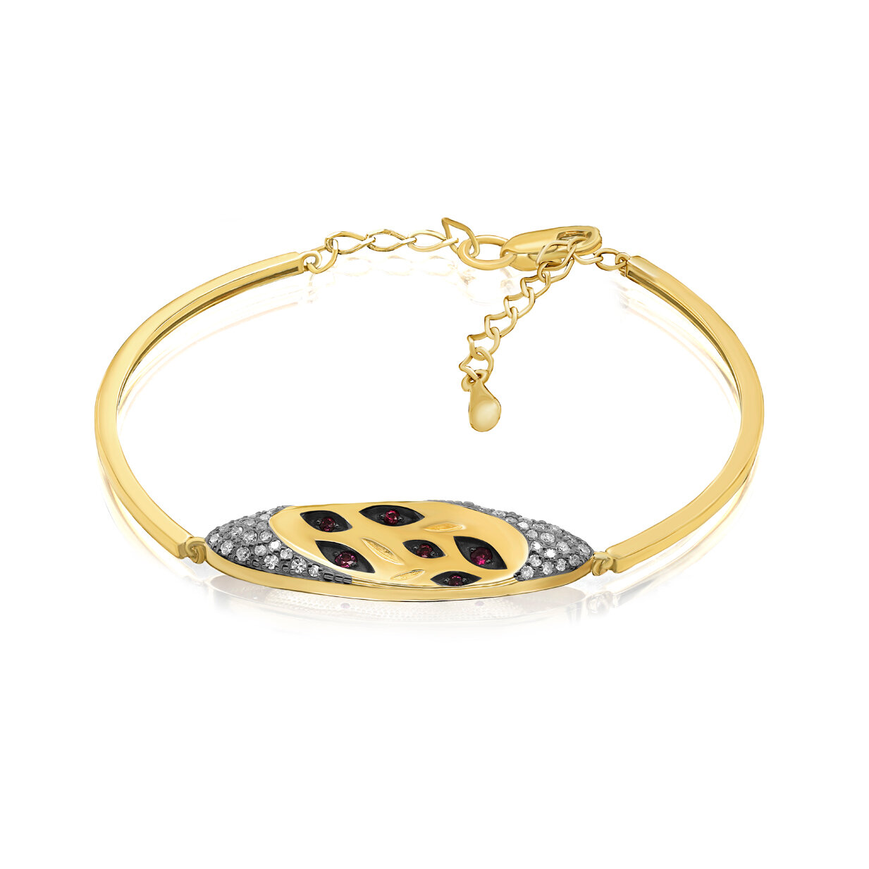 Браслет, желтое золото, 585 проба, рубин, бриллиант