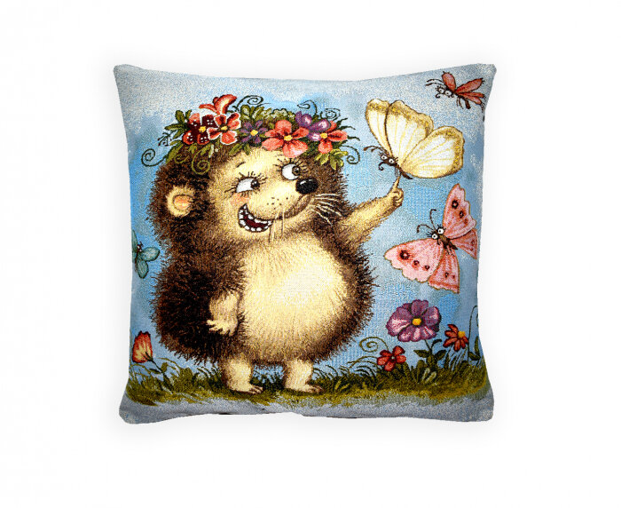 Подушка Декоративная Гобеленовая 45х45 "Весёлый ёжик Веночек 45*45"