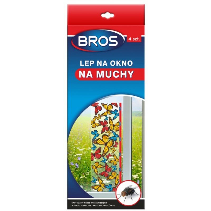 Bros Полоска от мух на окно, на клейкой основе декорированная 1шт