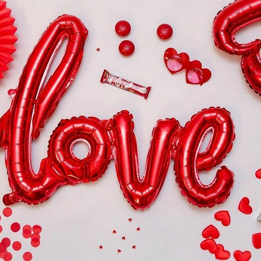 Шар (41'/104 см) Фигура, Надпись "Love", Красный