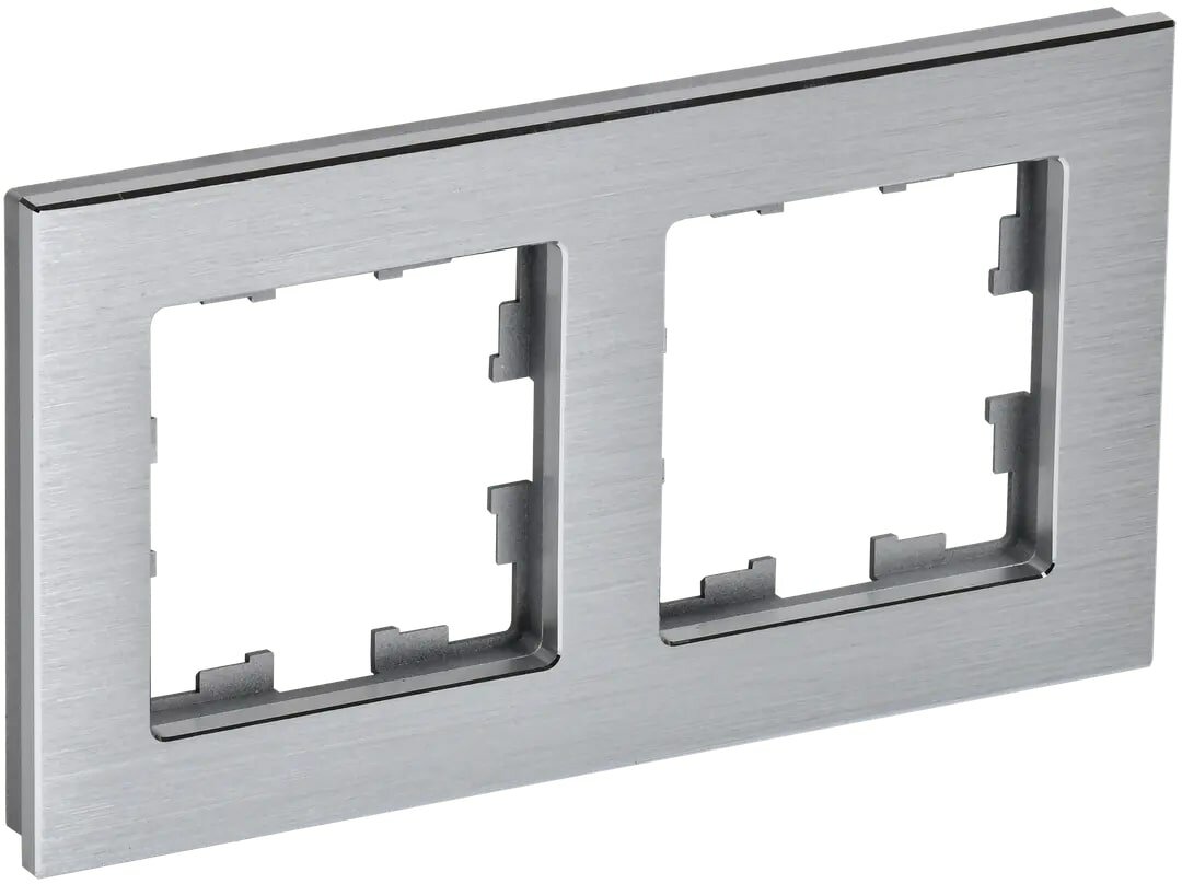 Рамка 2-местная IEK BRITE РУ-2-1-БрА металл серая для аккуратной установки механизмов