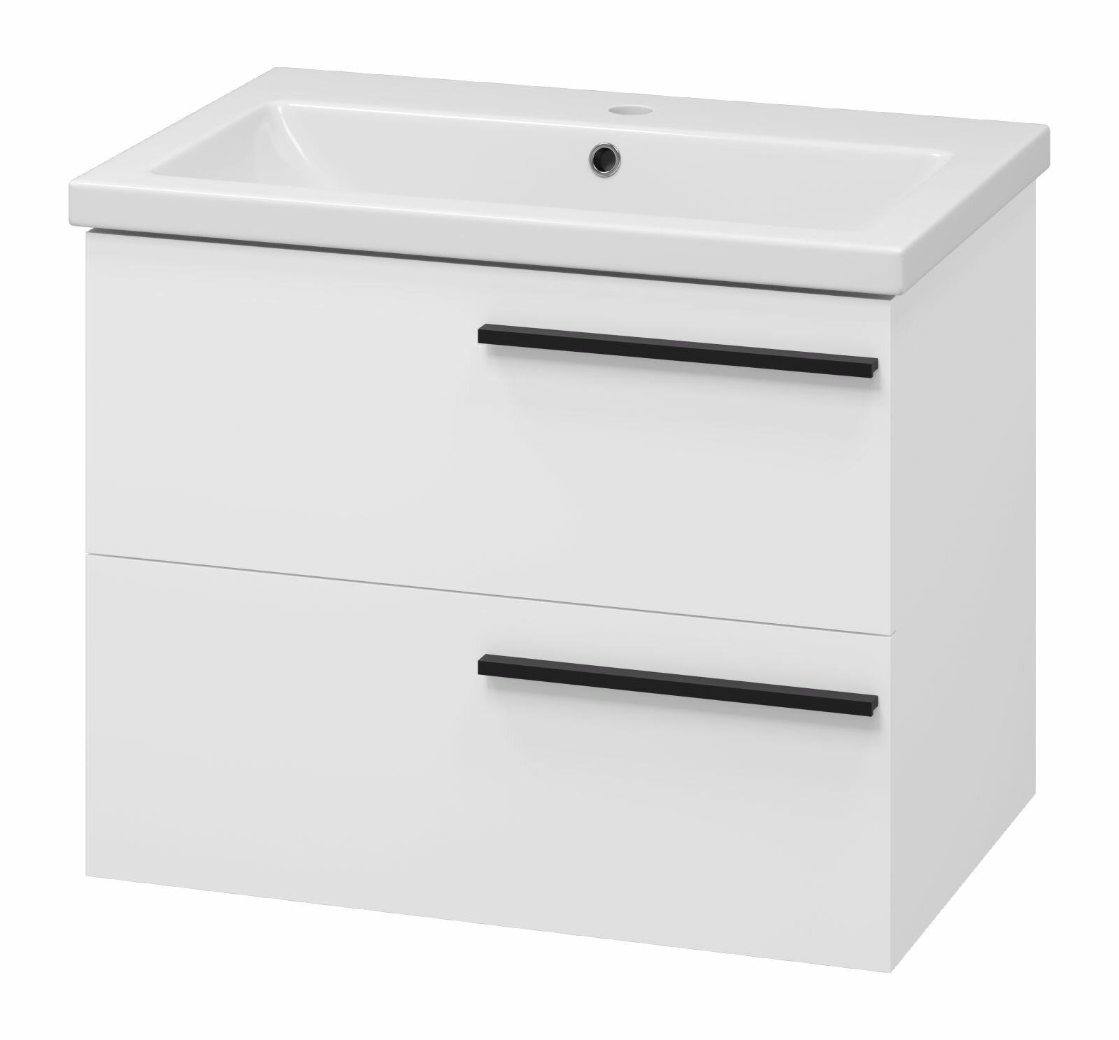 Тумба с раковиной подвесная Misty Ненси - 70 с 2 ящиками, белая