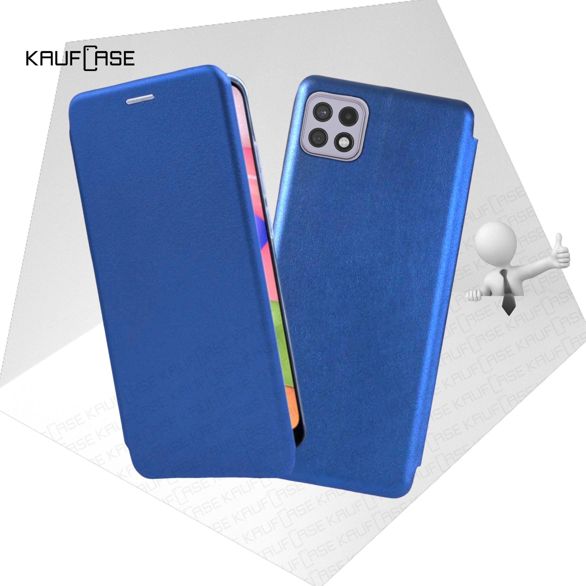 Чехол книжка для телефона Samsung A22s 5G (A226) (6.6"), синий. Текстура под кожу