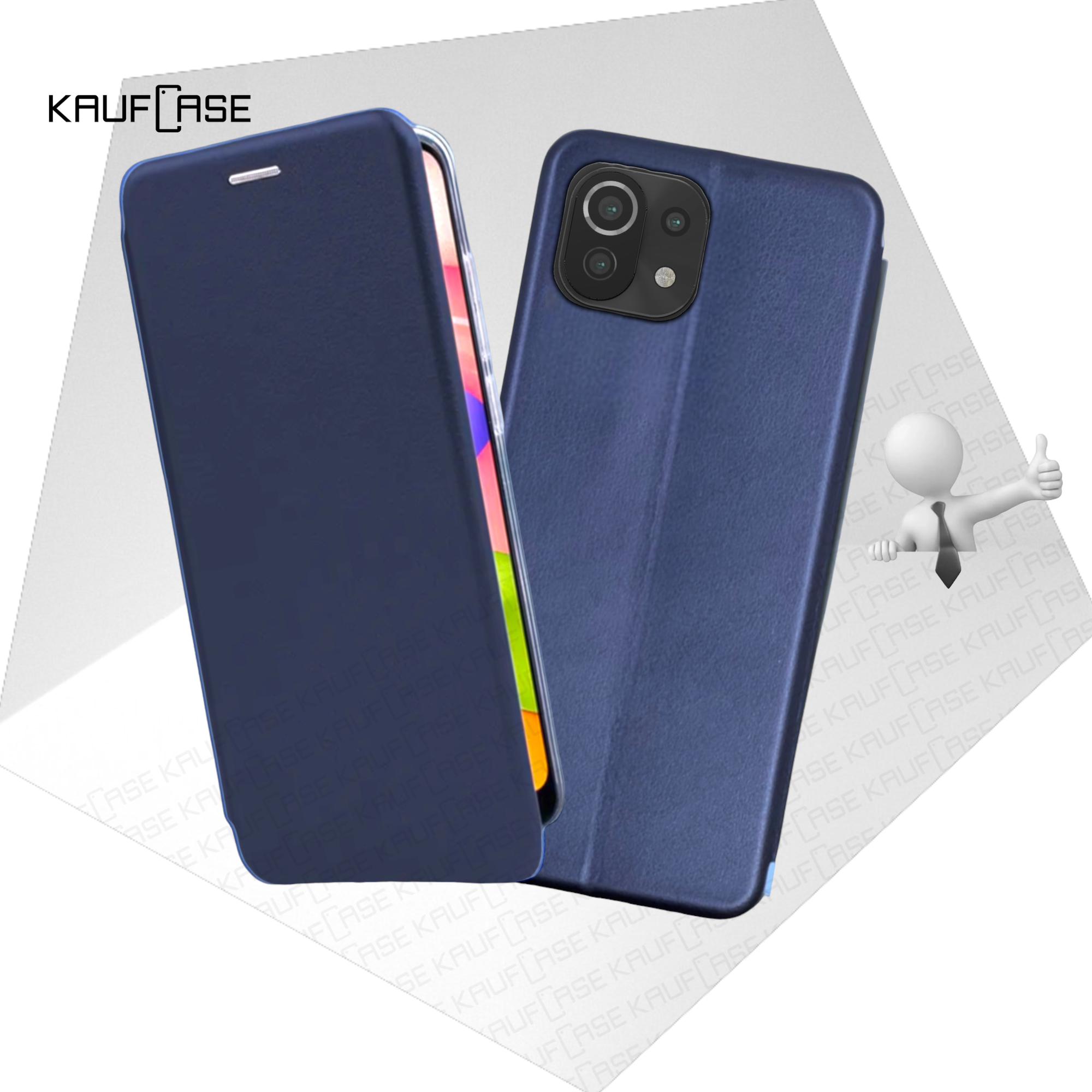 Чехол книжка для телефона Xiaomi 11 Lite 5G NE (6.55"), темно-синий. Текстура под кожу