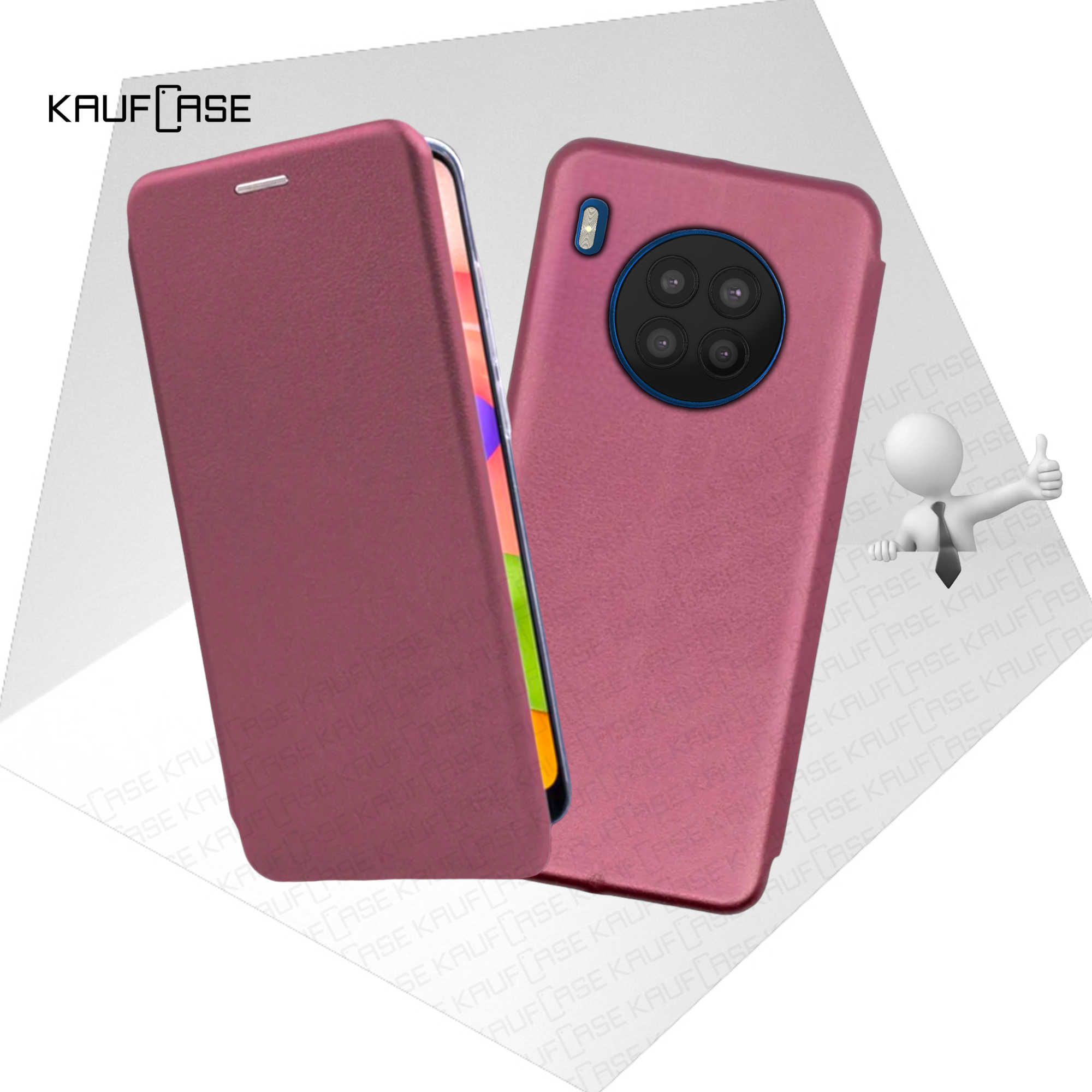 Чехол книжка для телефона Huawei Honor 50 Lite/ Nova 8i (NTN-LX1 /NEN-LX1) (6.67"), бордовый. Текстура под кожу