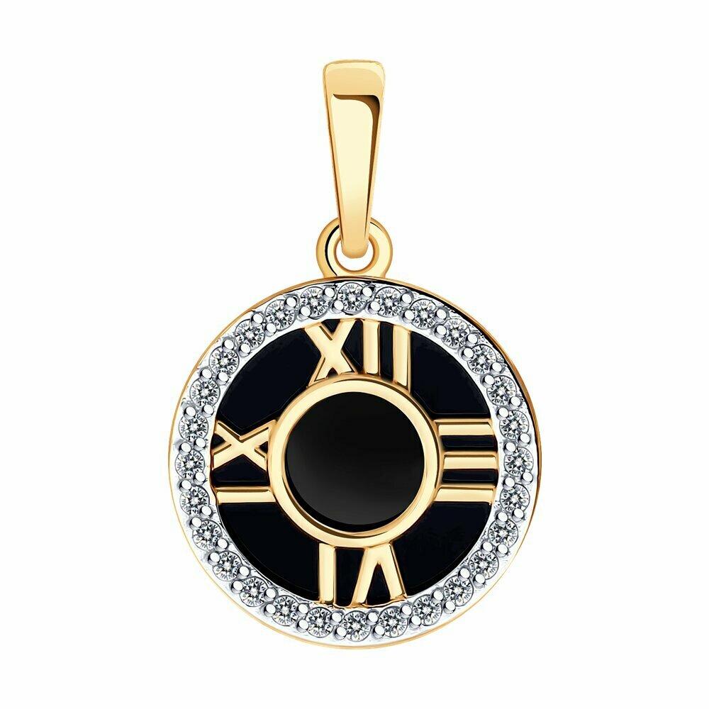 Подвеска, красное золото, 585 проба, агат, фианит