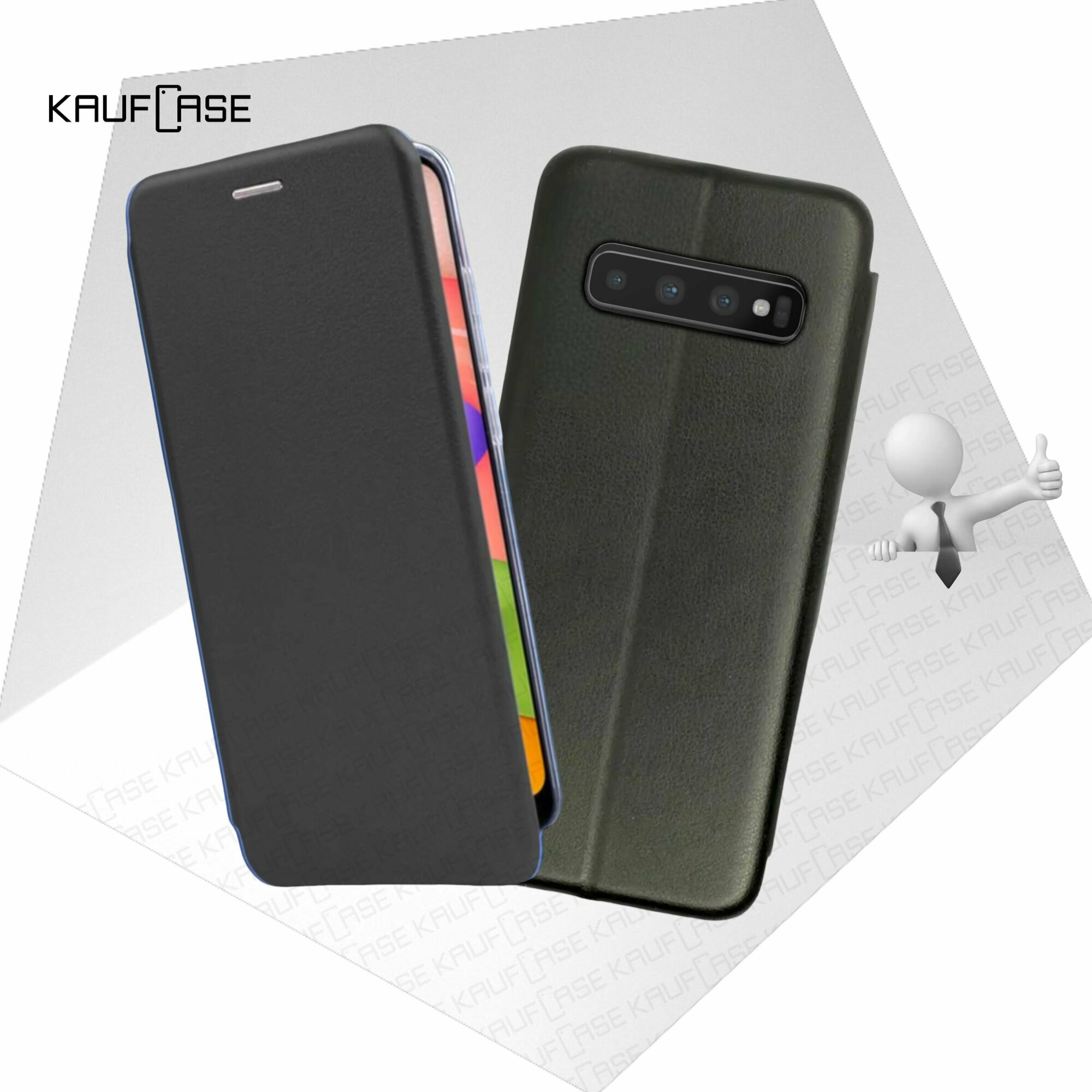 Чехол книжка KaufCase для телефона Samsung S10 (S973) (6.1"), черный. Трансфомер