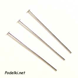 Фурнитура для бижутерии Пин со шляпкой 0001212 серебряный цвет 40 мм, цена за 100 шт.