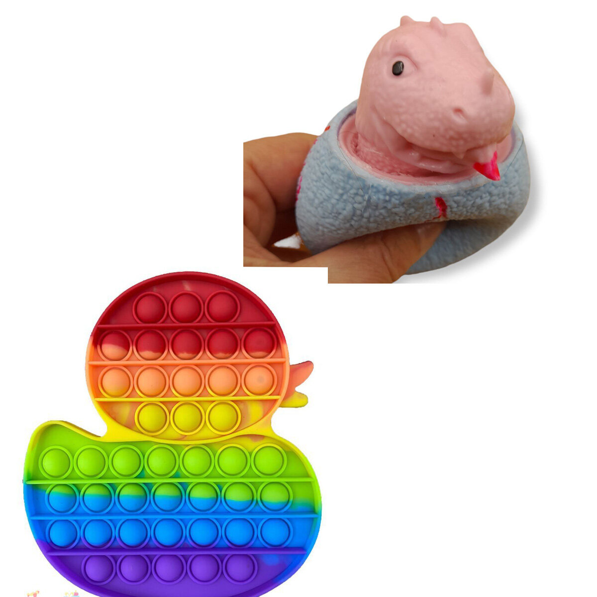 Набор Фуфлик динозавр 2 шт жмякалка антистресс мялка поп ит утка