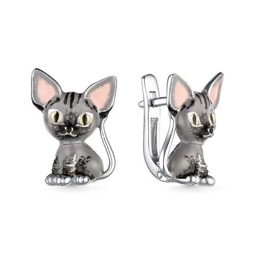 Серьги, серебро, 925 проба, родирование, эмаль