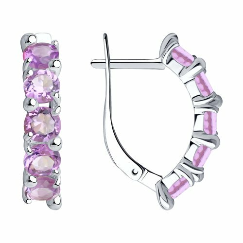 Серьги, серебро, 925 проба, родирование, аметист