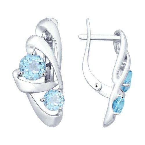 Серьги, серебро, 925 проба, родирование, топаз
