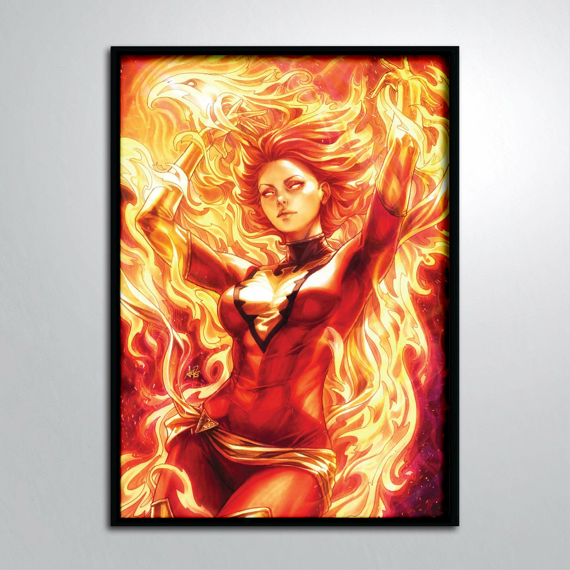 Постер без рамы/Люди Икс Тёмный Феникс Арт Огонь Dark Phoenix